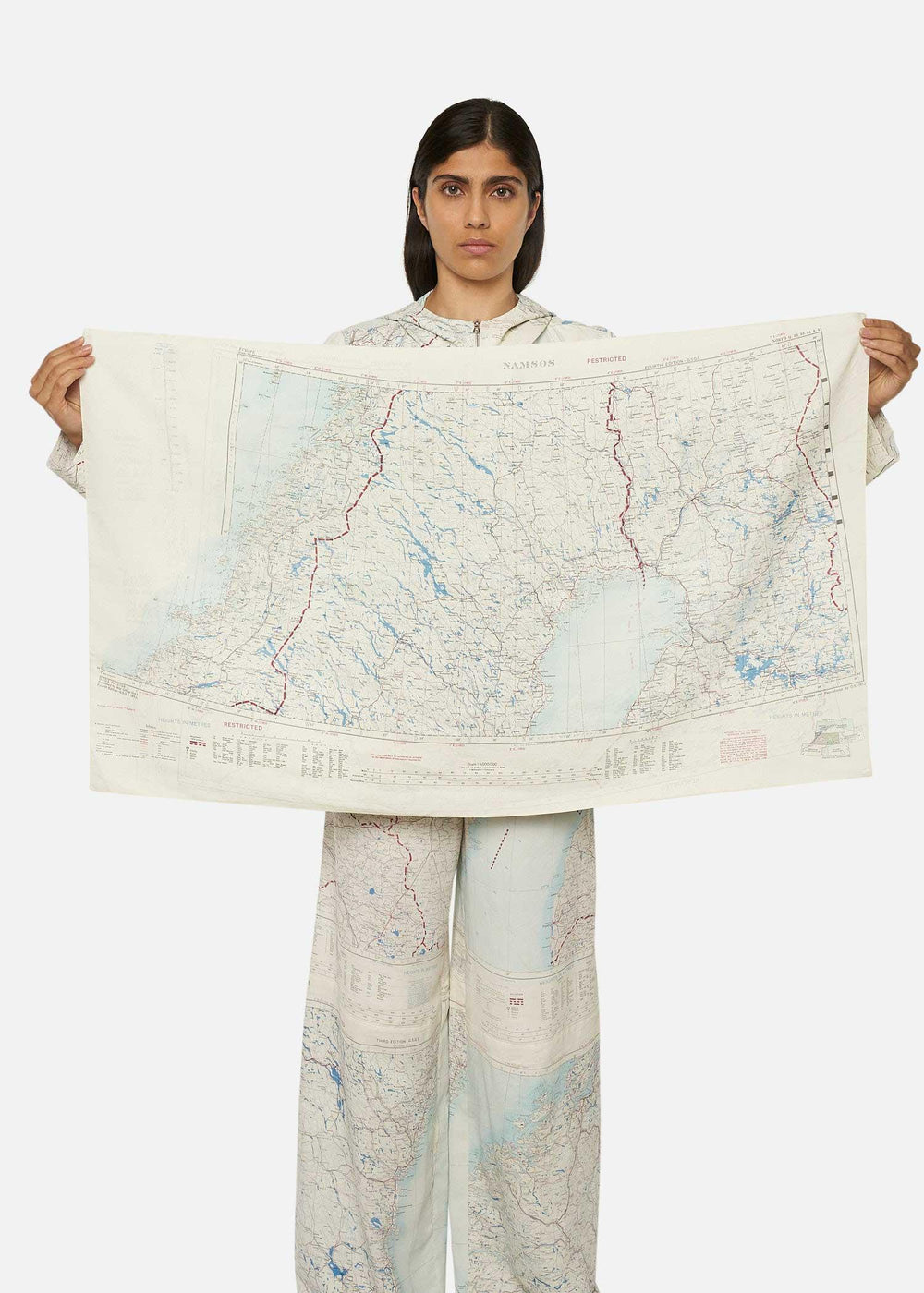 1950s SILK MAP SCARF, NAMSOS AERONAUTICAL MAPS – RÆBURN